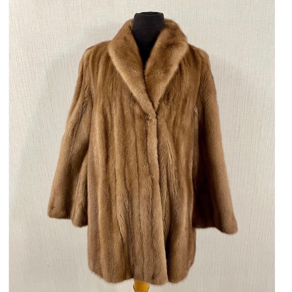 Jackets & Coats | Vintage Real Mink Fur Golden Brown Coat Jacket Swing ...